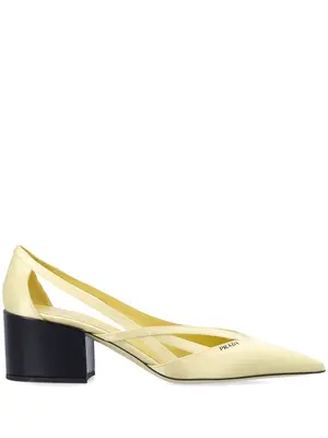 Prada 55mm Satin Cut Out Pumps - Limone