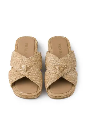 Prada Raffia Slides