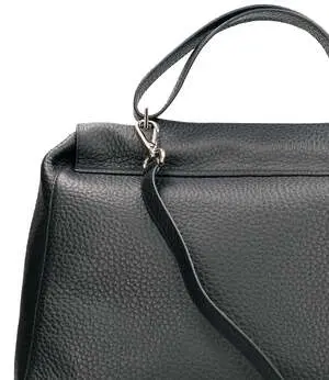 ORTIGNI Grained Leather Handbag With Shoulder Strap