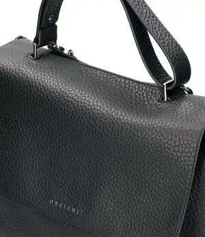 ORTIGNI Grained Leather Handbag With Shoulder Strap