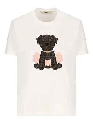 Fendi Printed Cotton T-shirt - White