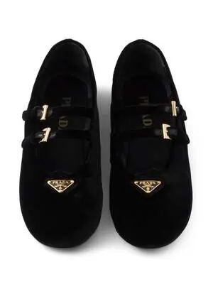 Prada Velvet Ballerina Shoes - Nero