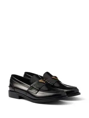 Prada Brushed Leather Loafers - Nero