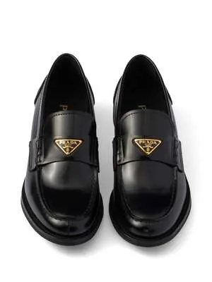 Prada Brushed Leather Loafers - Nero