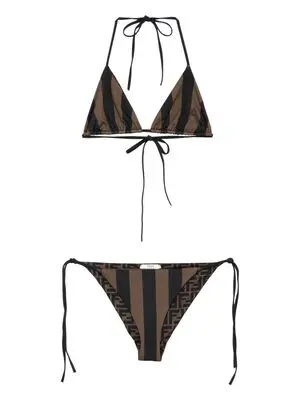 Fendi Ff Reversible Bikini Set - Brown