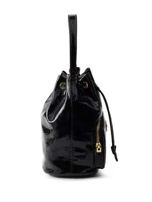 Prada Duet Patent Leather Bucket Bag - Nero