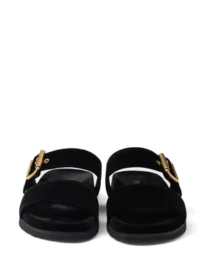 Prada Triangle Logo Velvet Slides