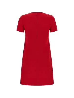 Valentino Garavani Vlogo Signature Wool And Silk Dress - Red