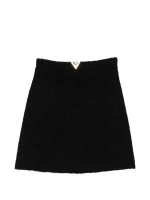 Valentino Garavani V Logo Signature Wool Skirt - Black