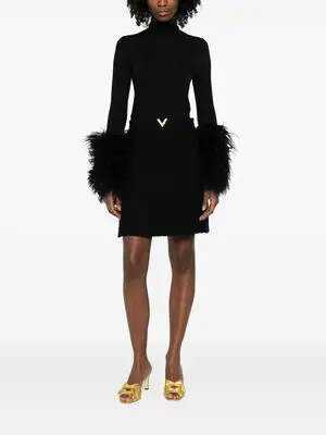 Valentino Garavani V Logo Signature Wool Skirt - Black