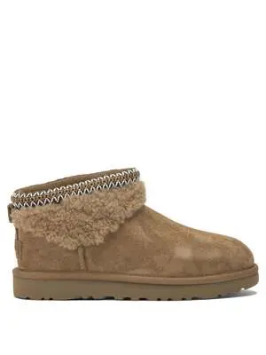 UGG Classic Ultra Mini Maxi Curly Ankle Boots - Brown