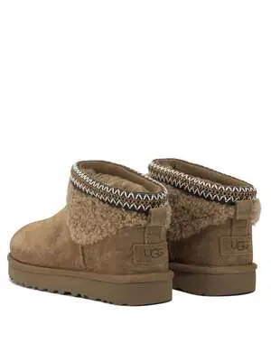UGG Classic Ultra Mini Maxi Curly Ankle Boots - Brown