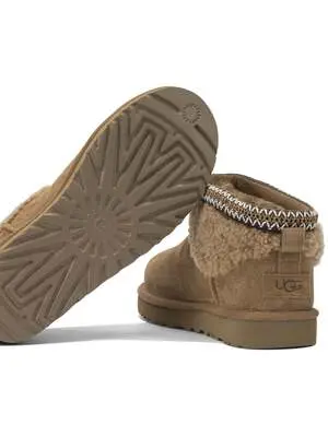 UGG Classic Ultra Mini Maxi Curly Ankle Boots - Brown