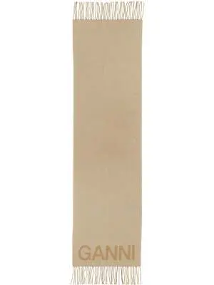 GANNI Scarf With Logo - Ivory
