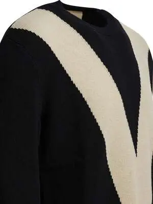 Valentino Garavani Wool Sweater With Inlaid V - Black
