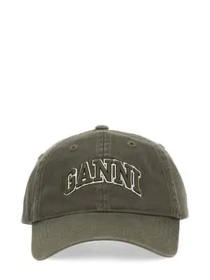 GANNI Baseball Cap With Logo - Charcoal