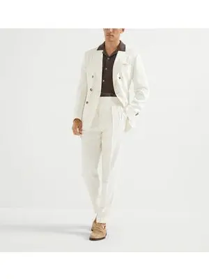 Brunello Cucinelli Linen Blend Double Breasted Jacket