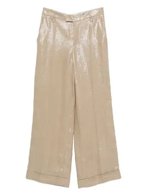 Brunello Cucinelli Linen Wide Leg Trousers
