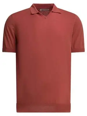 Brunello Cucinelli Cotton Buttonless Polo Shirt - Red