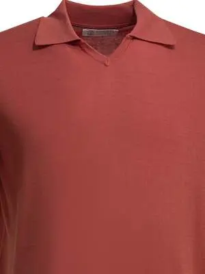 Brunello Cucinelli Cotton Buttonless Polo Shirt - Red