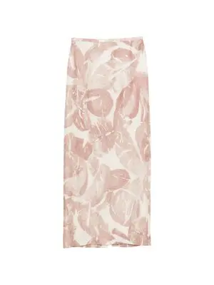 ALYSI Printed Silk Skirt - Powder