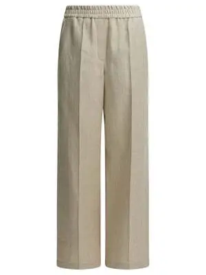 Brunello Cucinelli Linen Cotton Chevron "loose Track" Pants