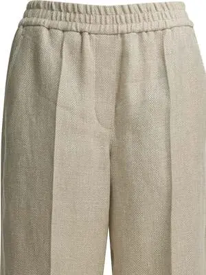 Brunello Cucinelli Linen Cotton Chevron "loose Track" Pants