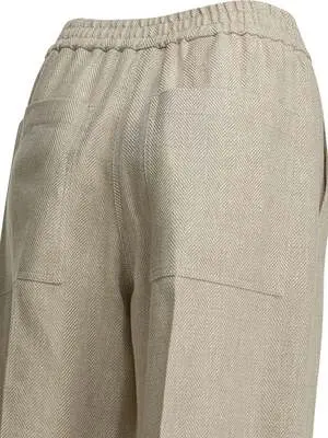 Brunello Cucinelli Linen Cotton Chevron "loose Track" Pants
