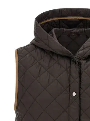 Brunello Cucinelli Quilted Nylon Down Vest - Brown