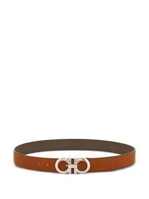FERRAGAMO Gancini Leather Belt - Beige