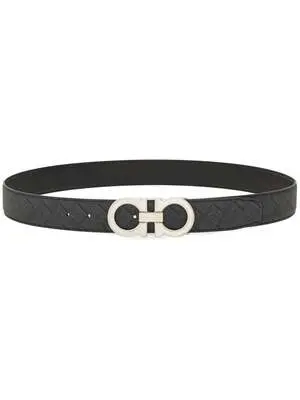 FERRAGAMO Gancini Leather Belt - Grey