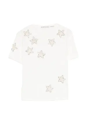 Alice + Olivia Embroidered Cotton T-shirt - White