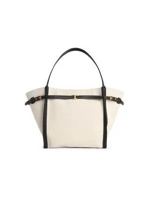 TOD'S Shopping Tim' Canvas And Leather Midi Bag