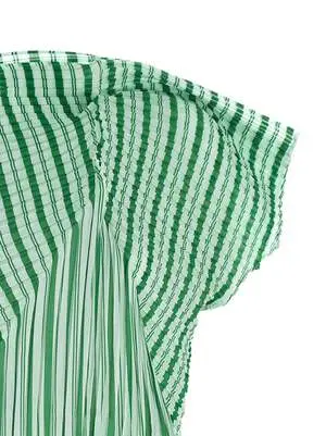 Issey Miyake Striped Pleated Top - Green