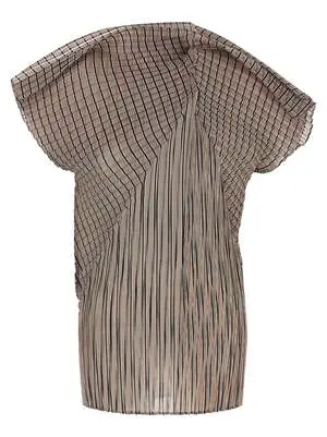 Issey Miyake Generic Stripes Pleated Top - Brown