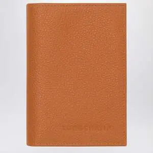 Longchamp Le Foulonné Amber Coloured Passport Case - Brown