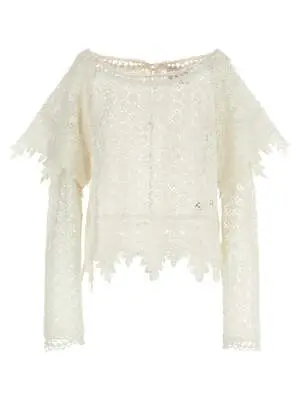 Isabel Marant Hyliana Crochet Cotton Sweater - White
