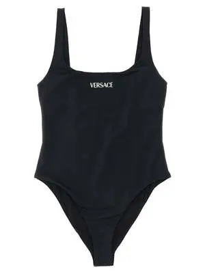 Versace Logo One-piece Swimsuit - Black