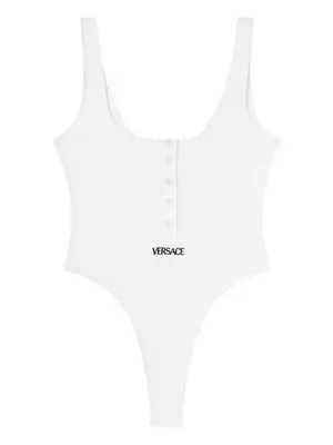 Versace Logo Cotton Bodysuit - White