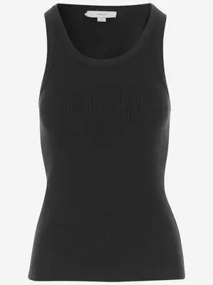 Vince Stretch Cotton Blend Tank Top - Black