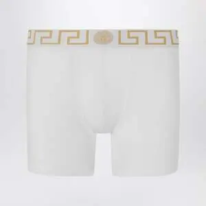 Versace Fitted Boxers With Greca Waistband - White