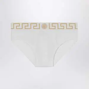 Versace Briefs With Greca Border - White
