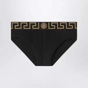 Versace Briefs With Greca Waistband - Black