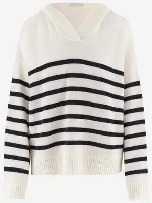 ALLUDE Striped Cashmere Sweater - Red