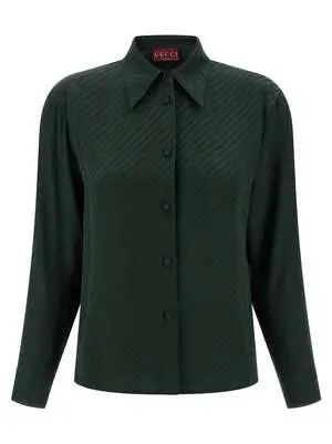 Gucci Incrocio Gg Jacquard Silk Shirt