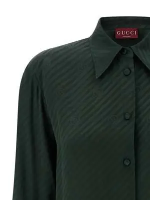 Gucci Incrocio Gg Jacquard Silk Shirt