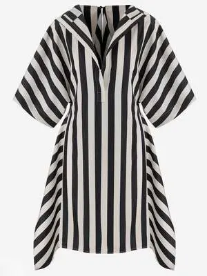 Jacquemus Cotton And Silk Striped Dress - Bianco, Nero