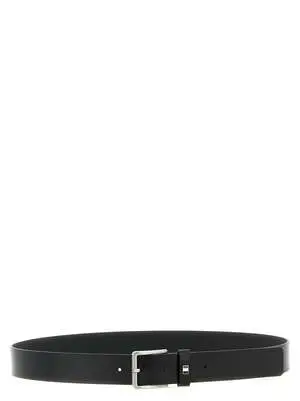 Hugo Boss Leather Belt With Metallic Detail - Black