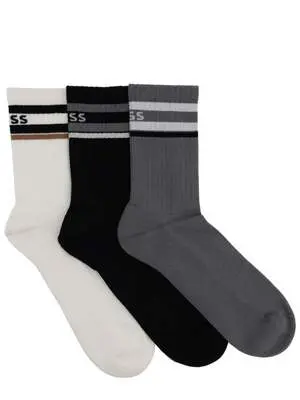 BOSS Three-pack Ribbed Crew Socks - Multicolour