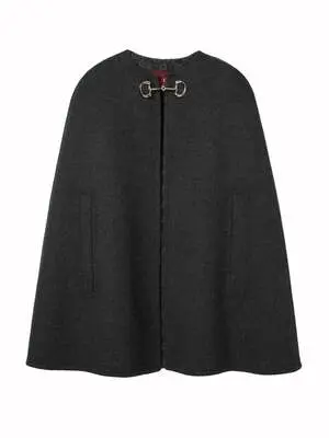 Gucci Wool And Silk Cape With Clamp - Grey